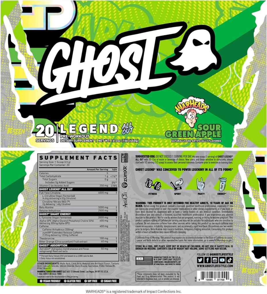 GHOST Legend ALL OUT 20 serv Pre Workout – FitStore
